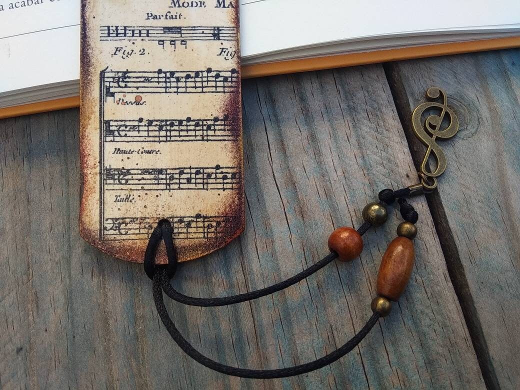Musical Musician Drums Music Sheet Wooden Bookmark, Treble Clef ...