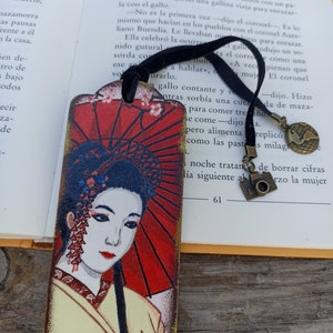Pretty Japanese Geisha Wooden Bookmark, Botanical Bamboo Japan Bookmark ...