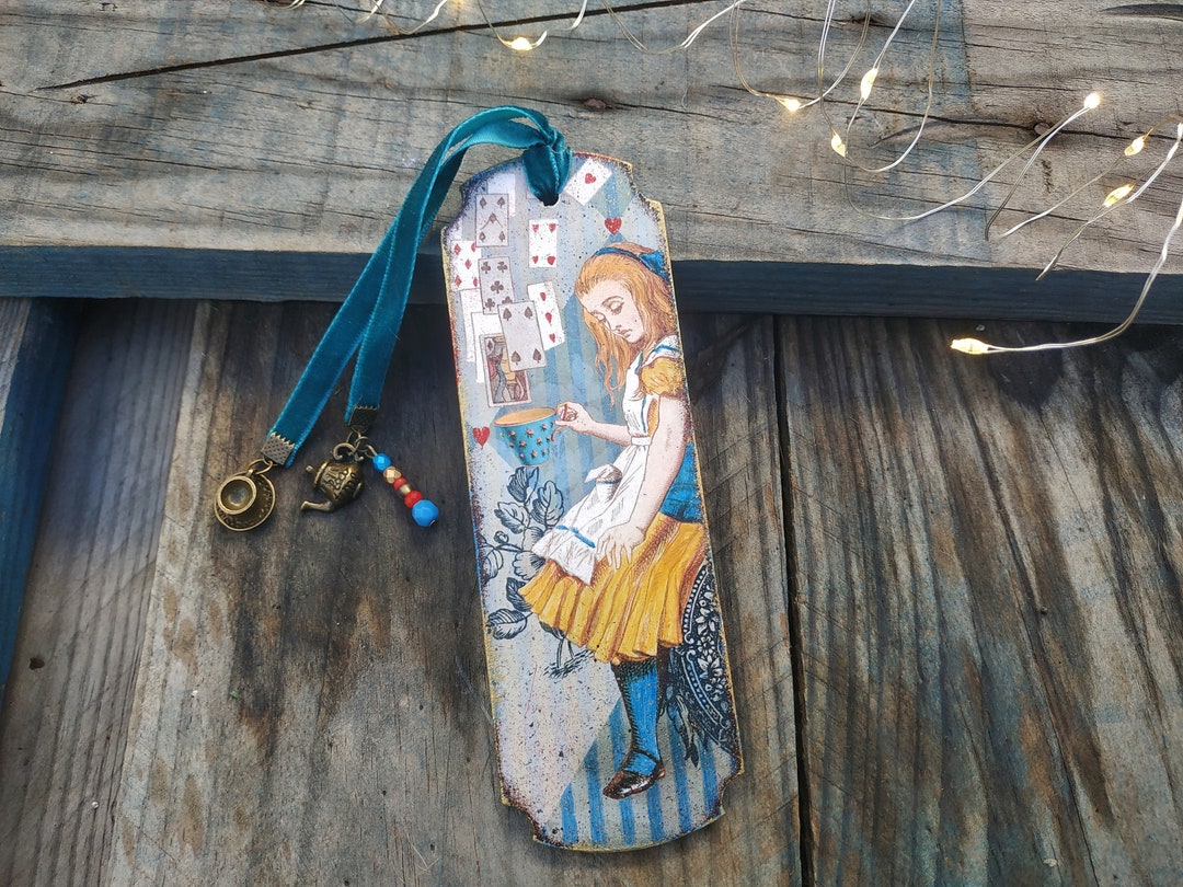 Alice in Wonderland Bookmark, Wood Literary Bookmark, Mad Tea Party ...