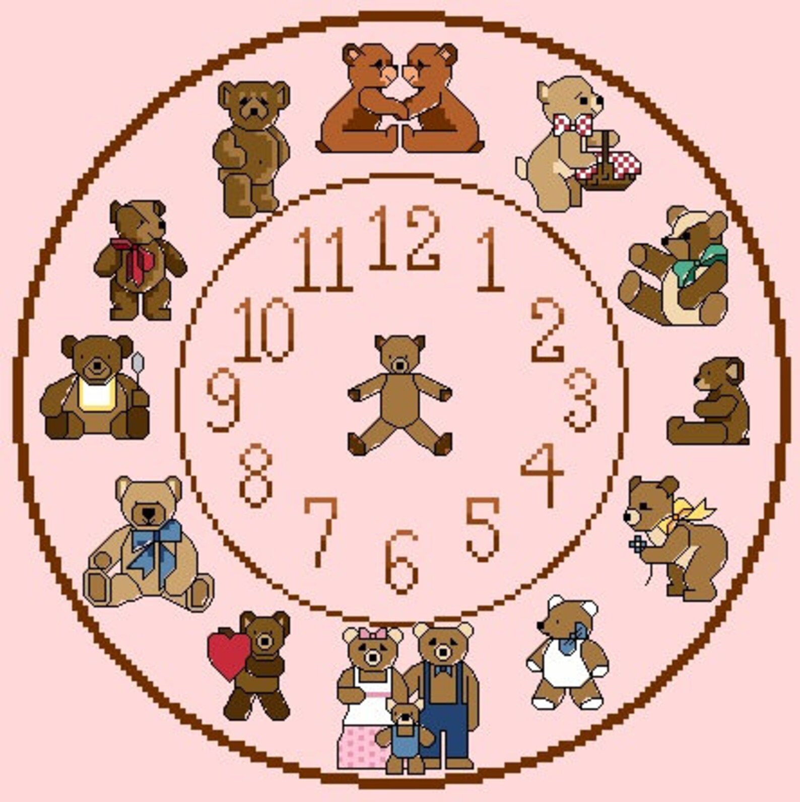 Teddy Bear Themed Cross Stitch Clock Chart / Pattern - Etsy