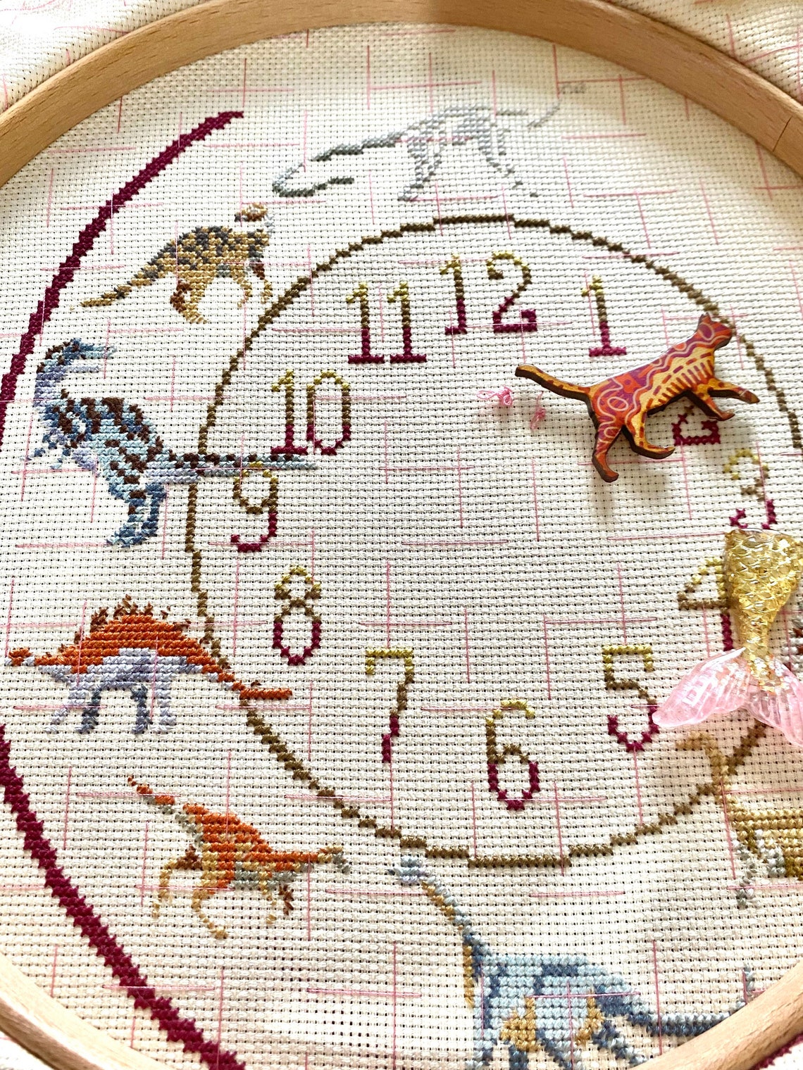 Dinosaur Cross Stitch Clock Chart / Pattern | Etsy