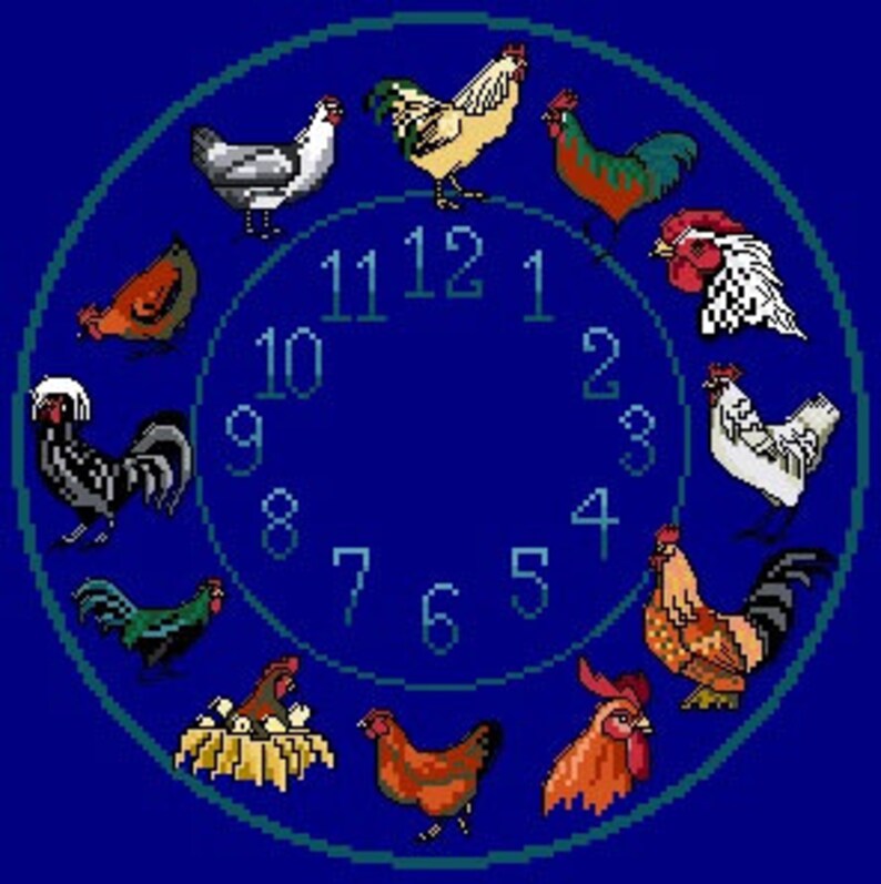 Chicken Themed Cross Stitch Clock Chart / Pattern - Etsy UK