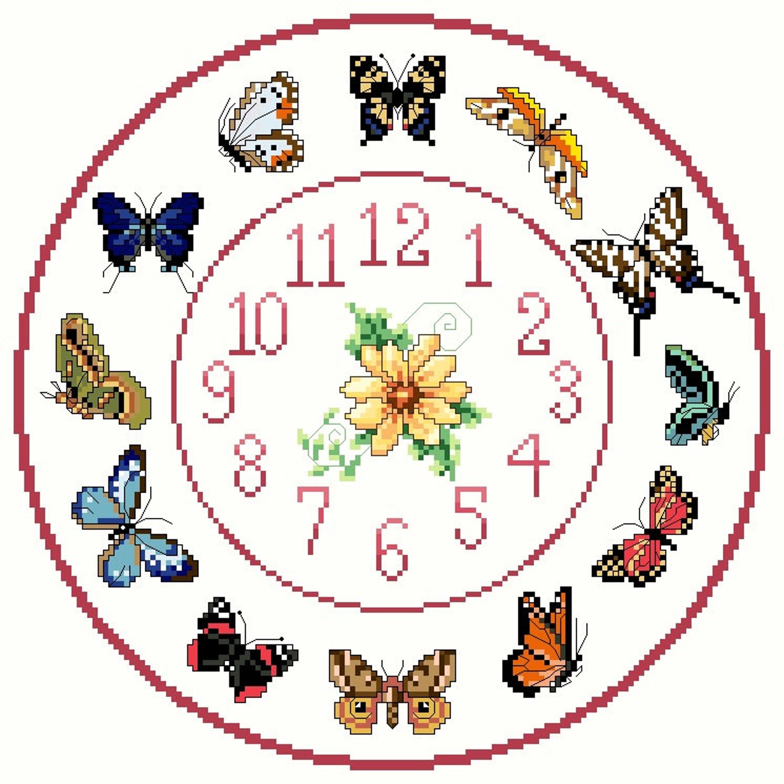Butterfly Cross Stitch Clock Chart / Pattern - Etsy UK