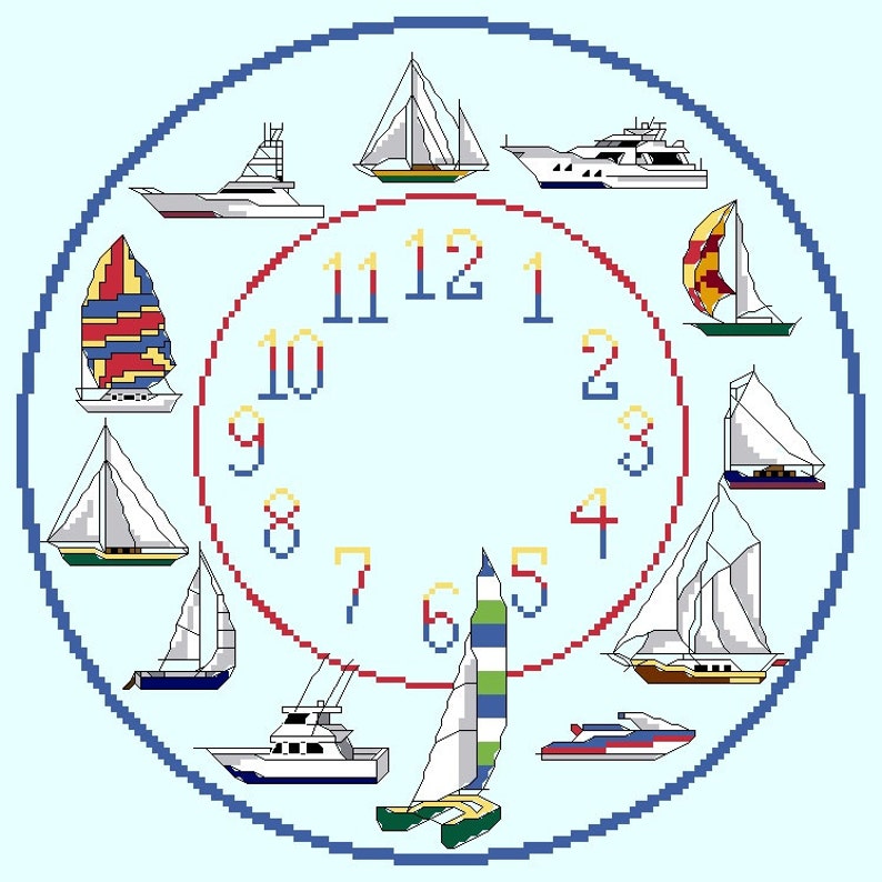 Boats / Sailing Themed Cross Stitch Clock Chart / Pattern - Etsy