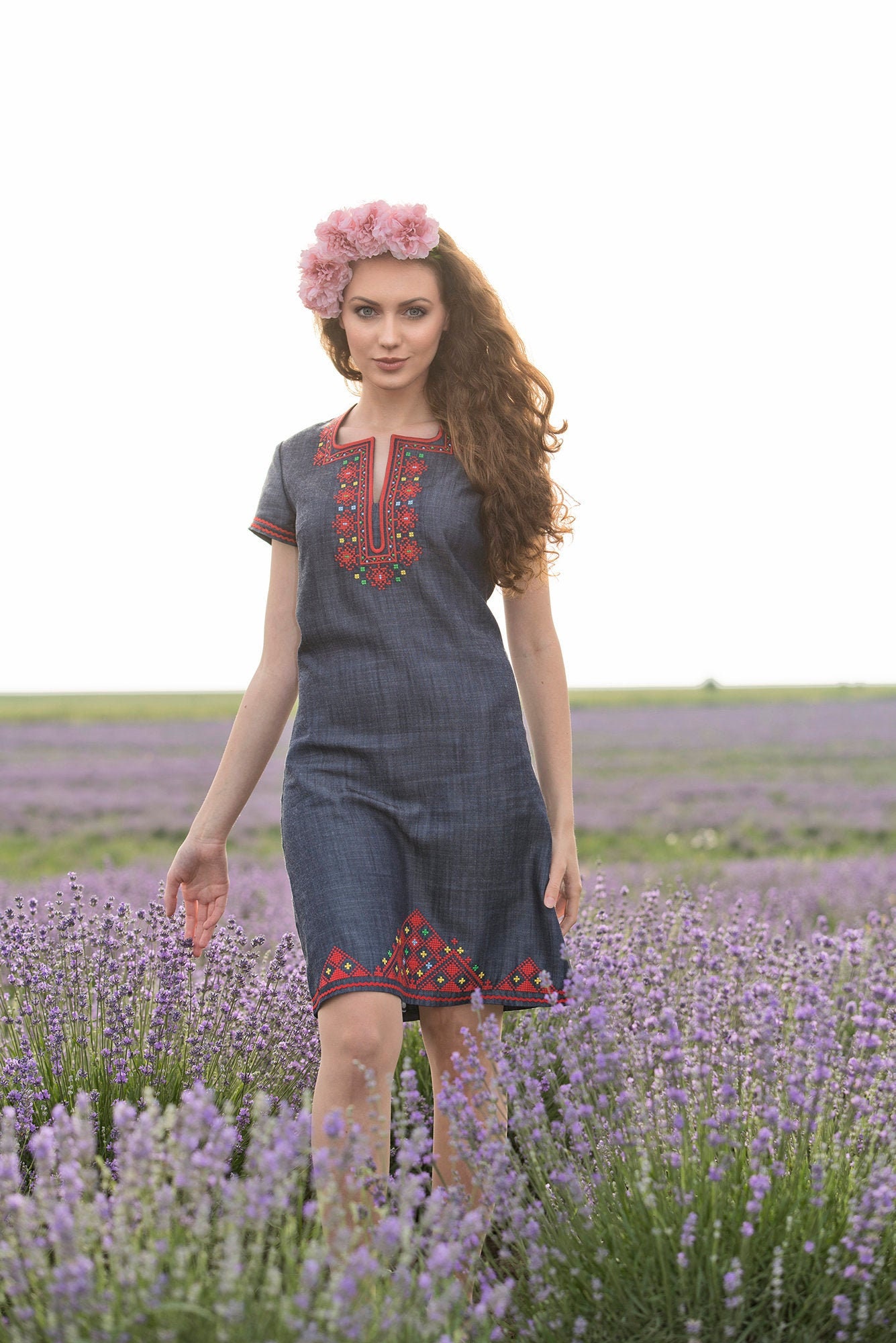 Unique, Women's, Girl's, Denim, Dress, Embroidered, With Bulgarian ...