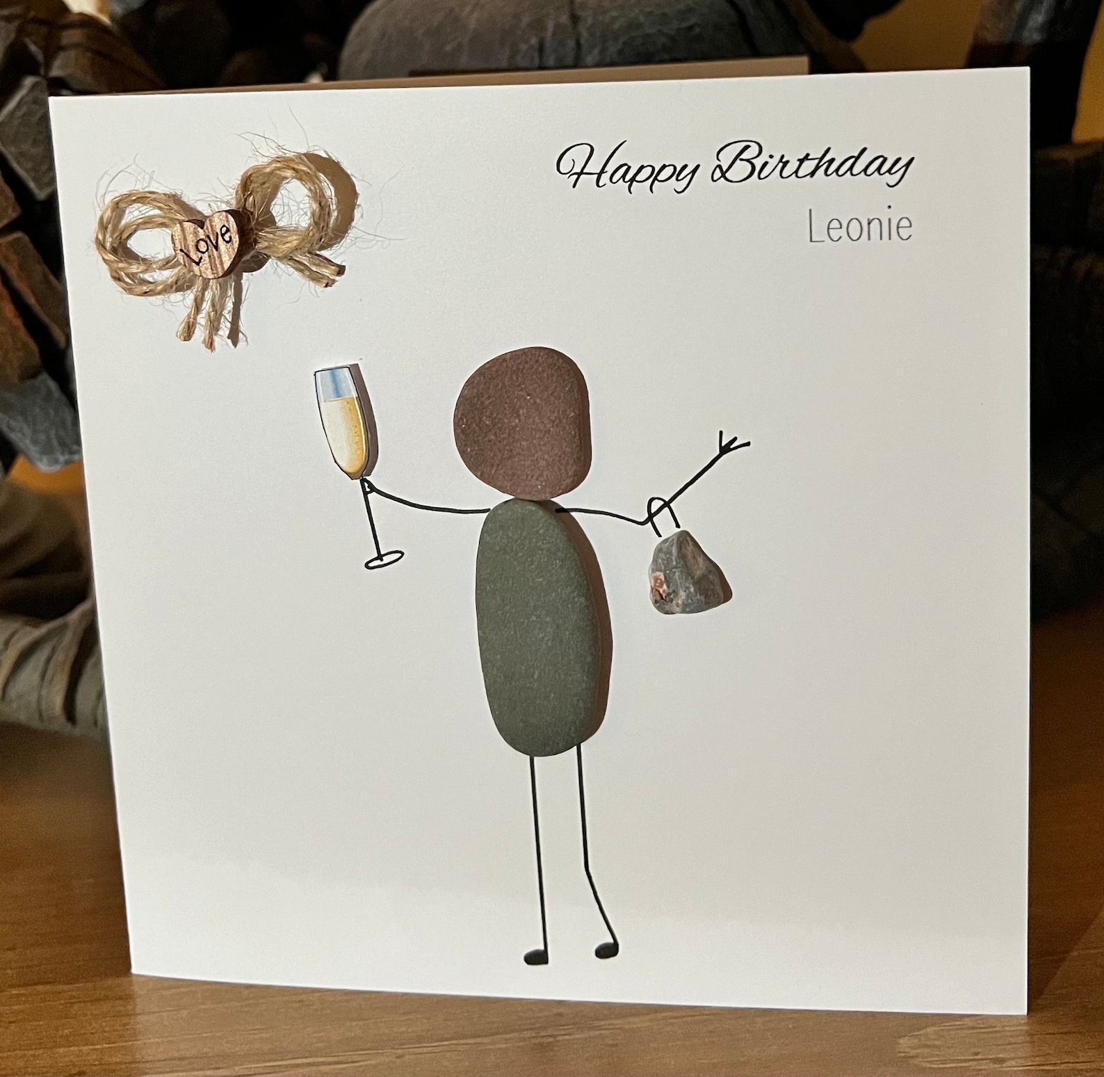 Personalised Happy Birthday Pebble Art Card - Etsy
