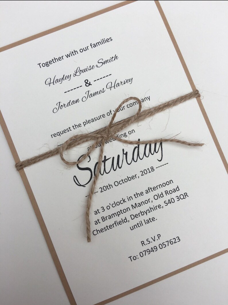 10 X Handmade Postcard Rustic Twine Wedding Invitations - Etsy