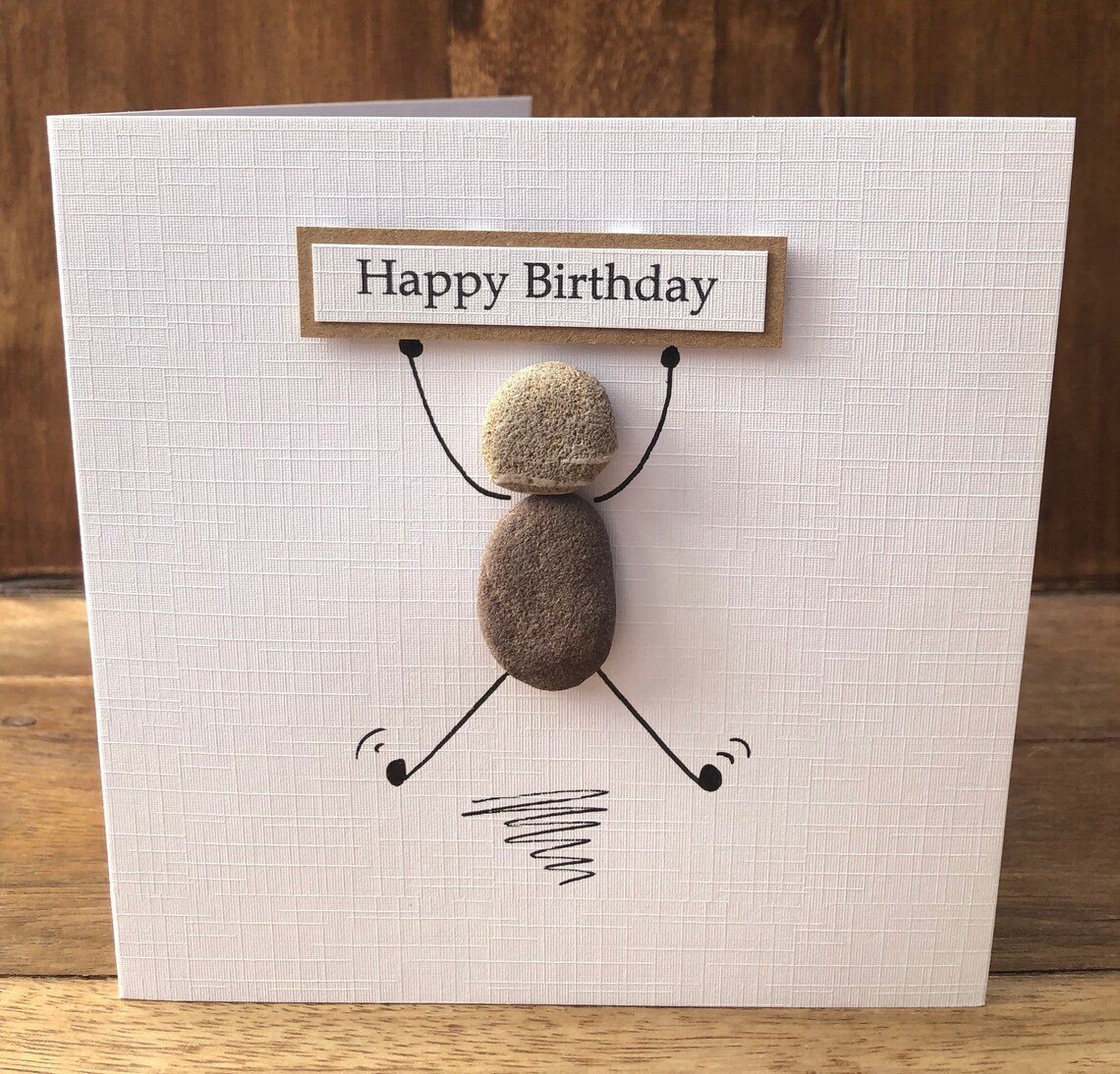 Happy Birthday Pebble Art Card - Etsy UK