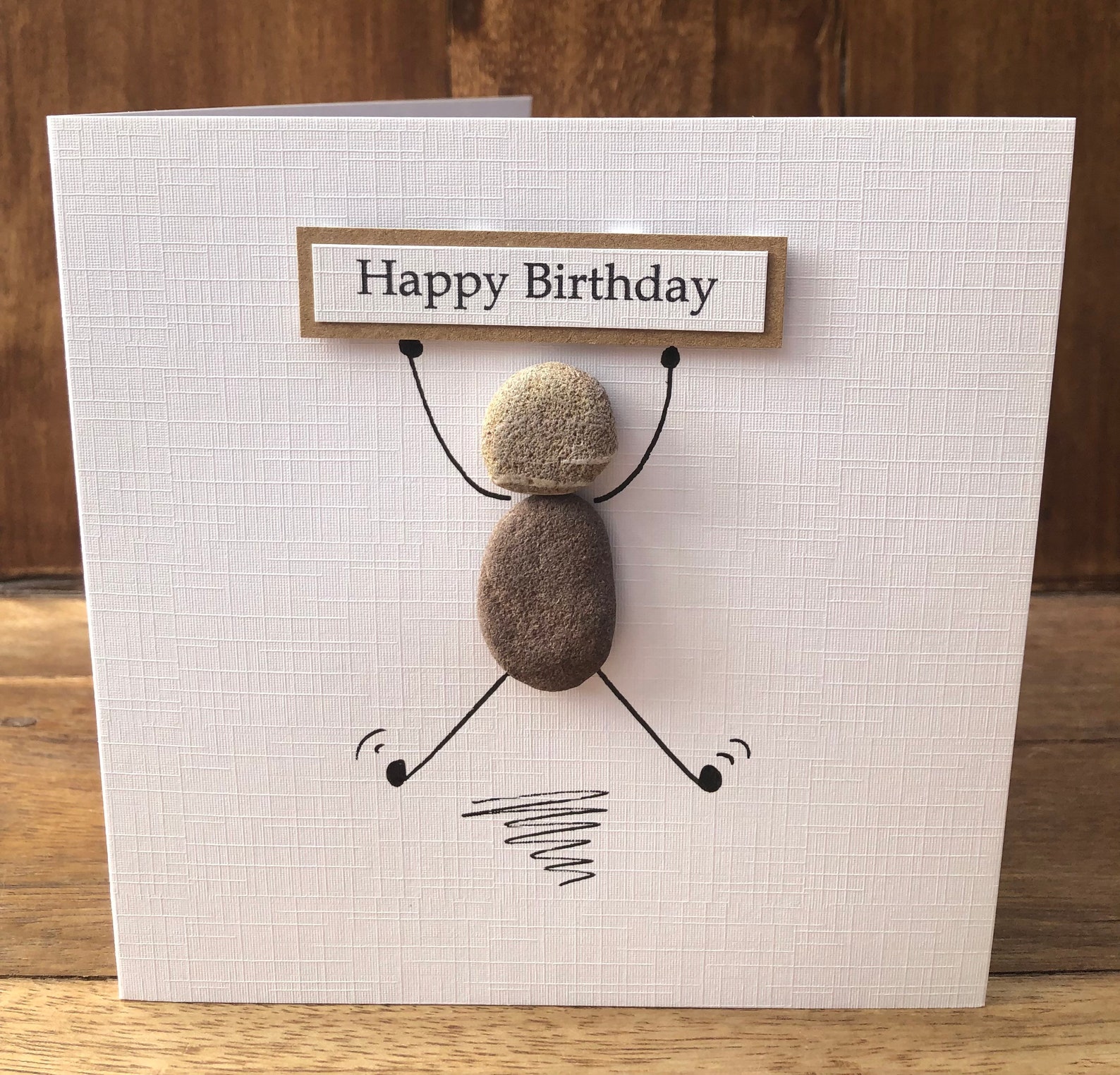 Happy Birthday Pebble Art Card - Etsy UK