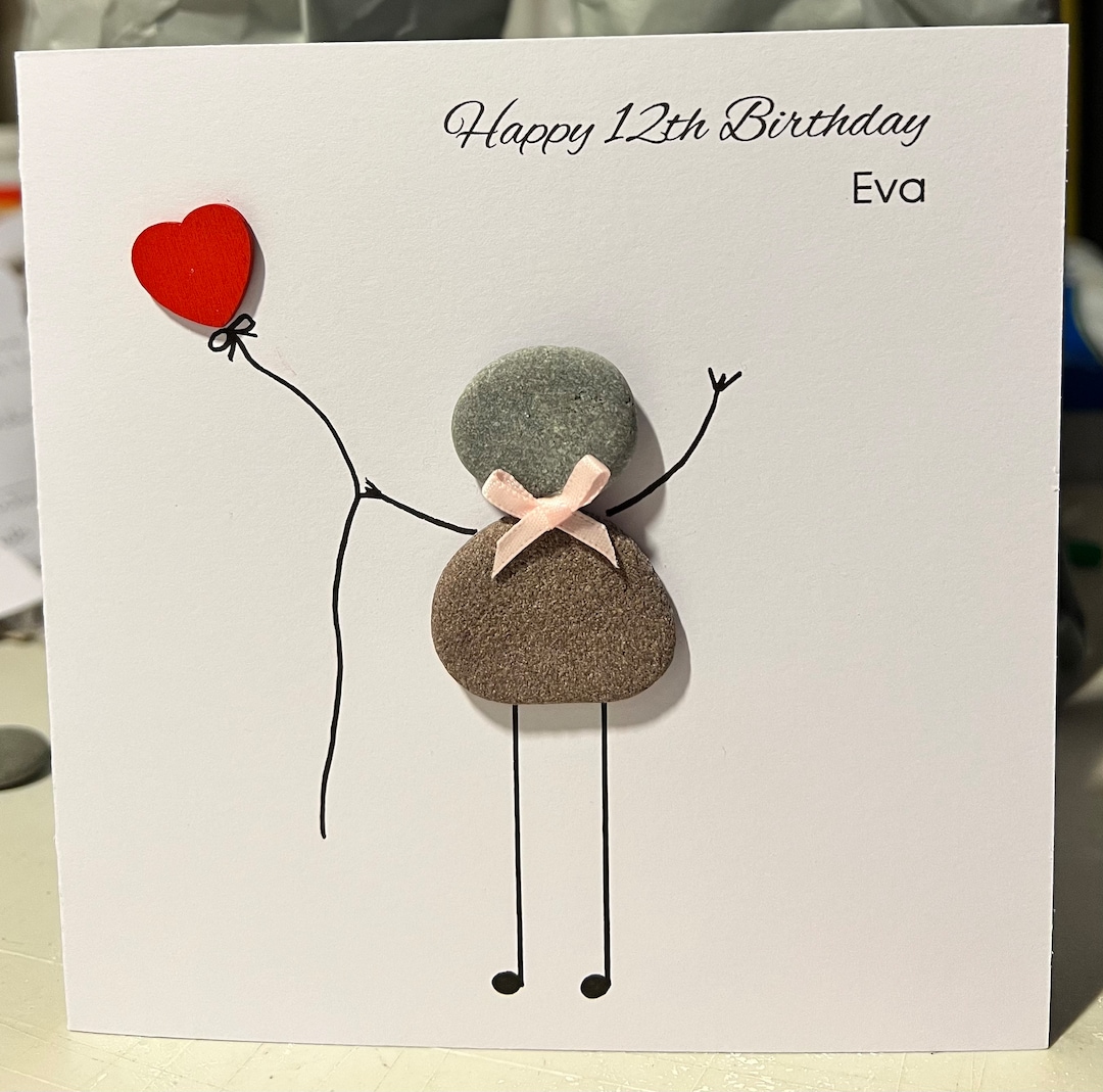 Personalised Pebble Art Happy Birthday Card - Etsy