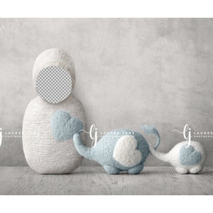 BOY 3 PACK Newborn Digital Background Elephant Heart Elephants Hearts ...