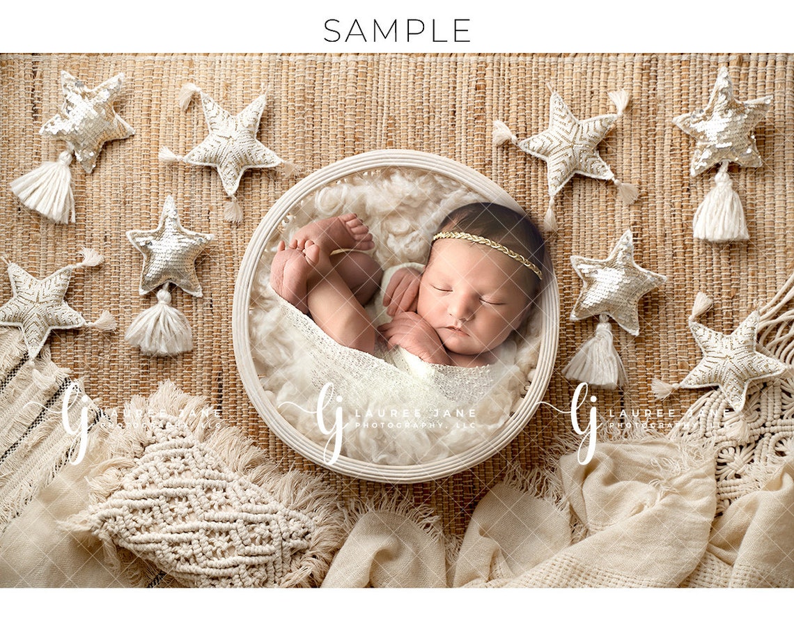 Boho Newborn Digital Backdrop Macrame Rustic Shabby Chic Sequin Sparkle ...