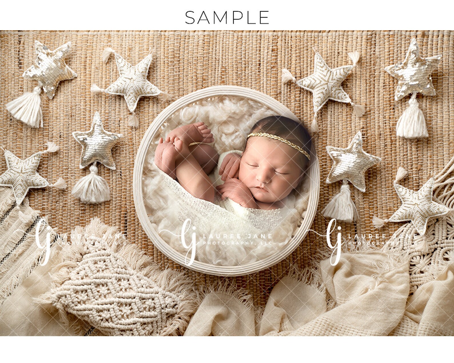 Boho Newborn Digital Backdrop Macrame Rustic Shabby Chic Sequin Sparkle ...