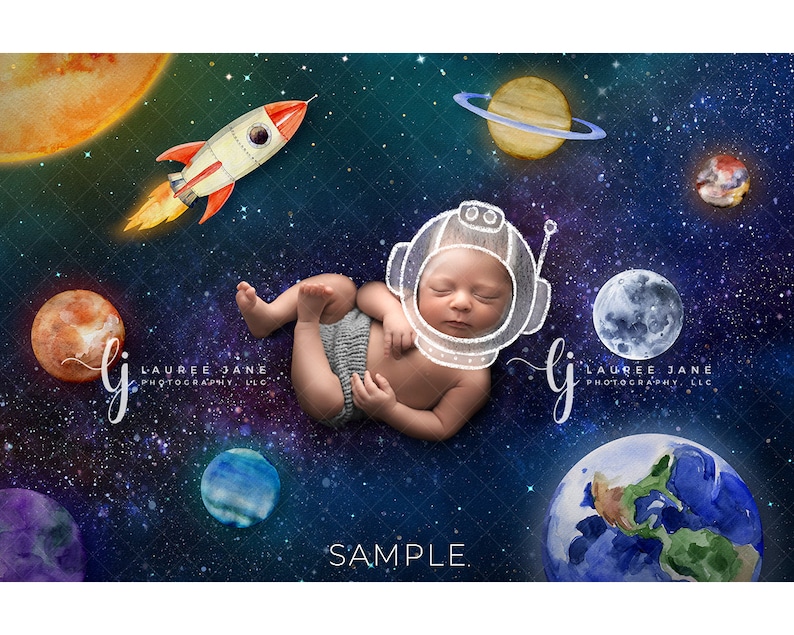 Space Astronaut Bonus Overlay Newborn Digital Backdrop Stars Sun Moon ...