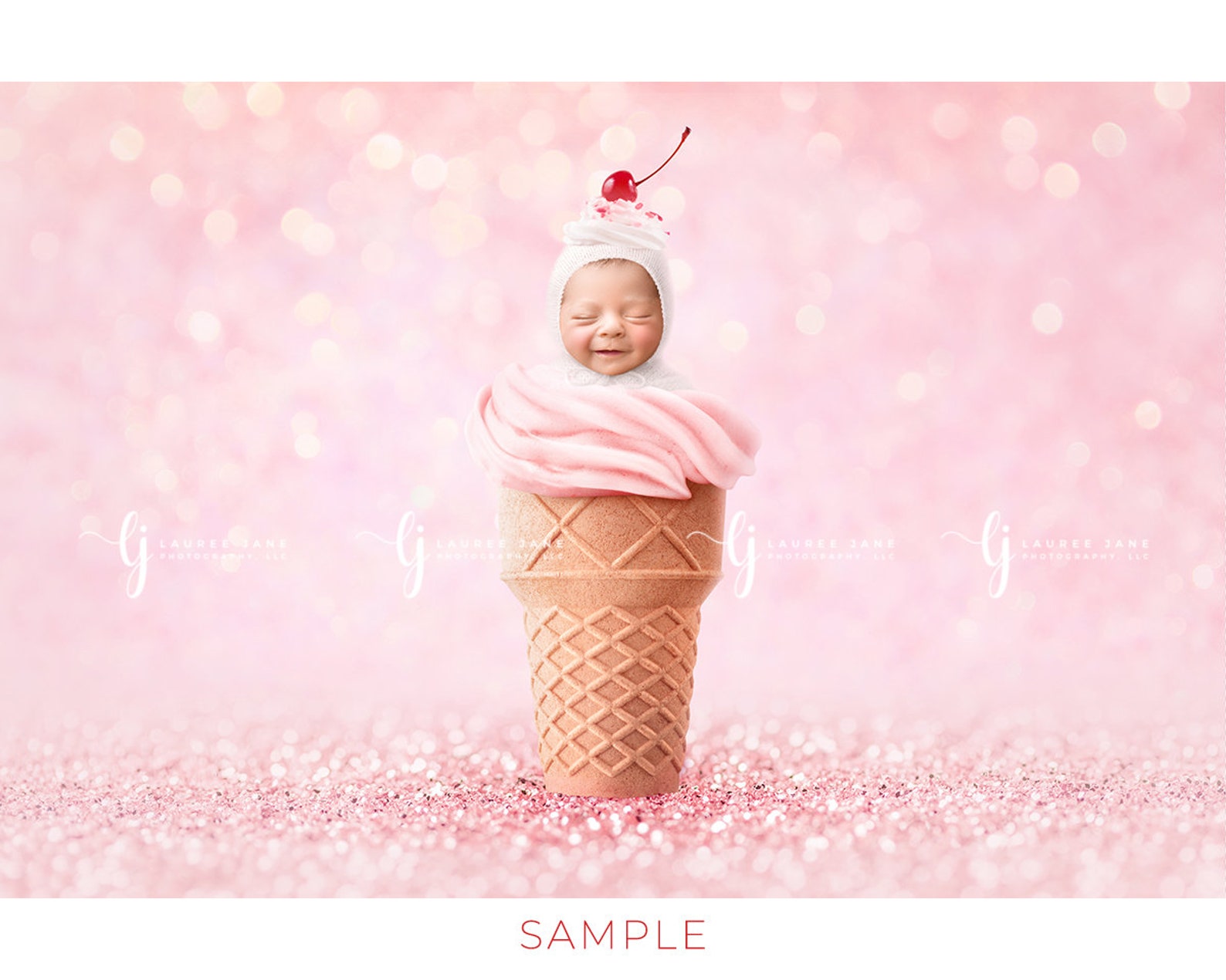 Ice Cream Newborn Digital Backdrop Icecream Cone Cherry Pink - Etsy