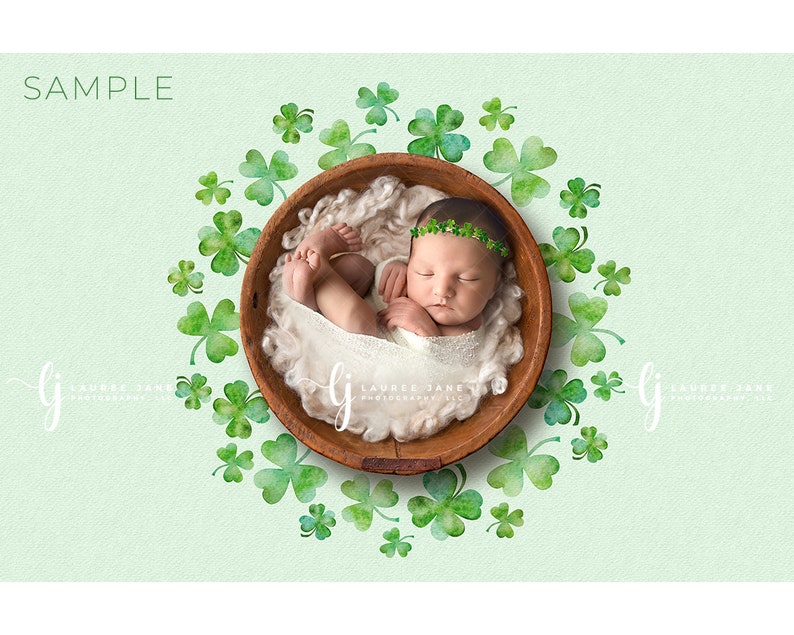 Newborn Digital Backdrop Background Ireland Luck Irish Shamrock Clover ...