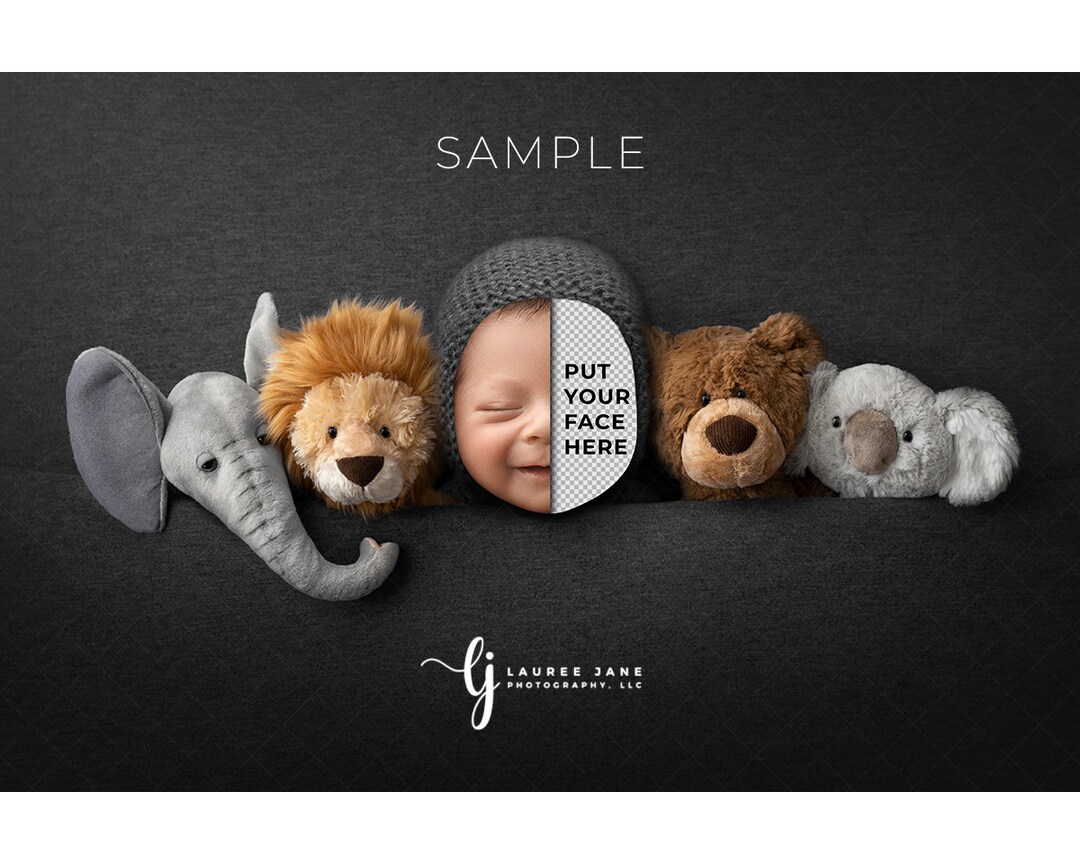 Grey Newborn Digital Backdrop Background Animal Elephant Lion Teddy ...