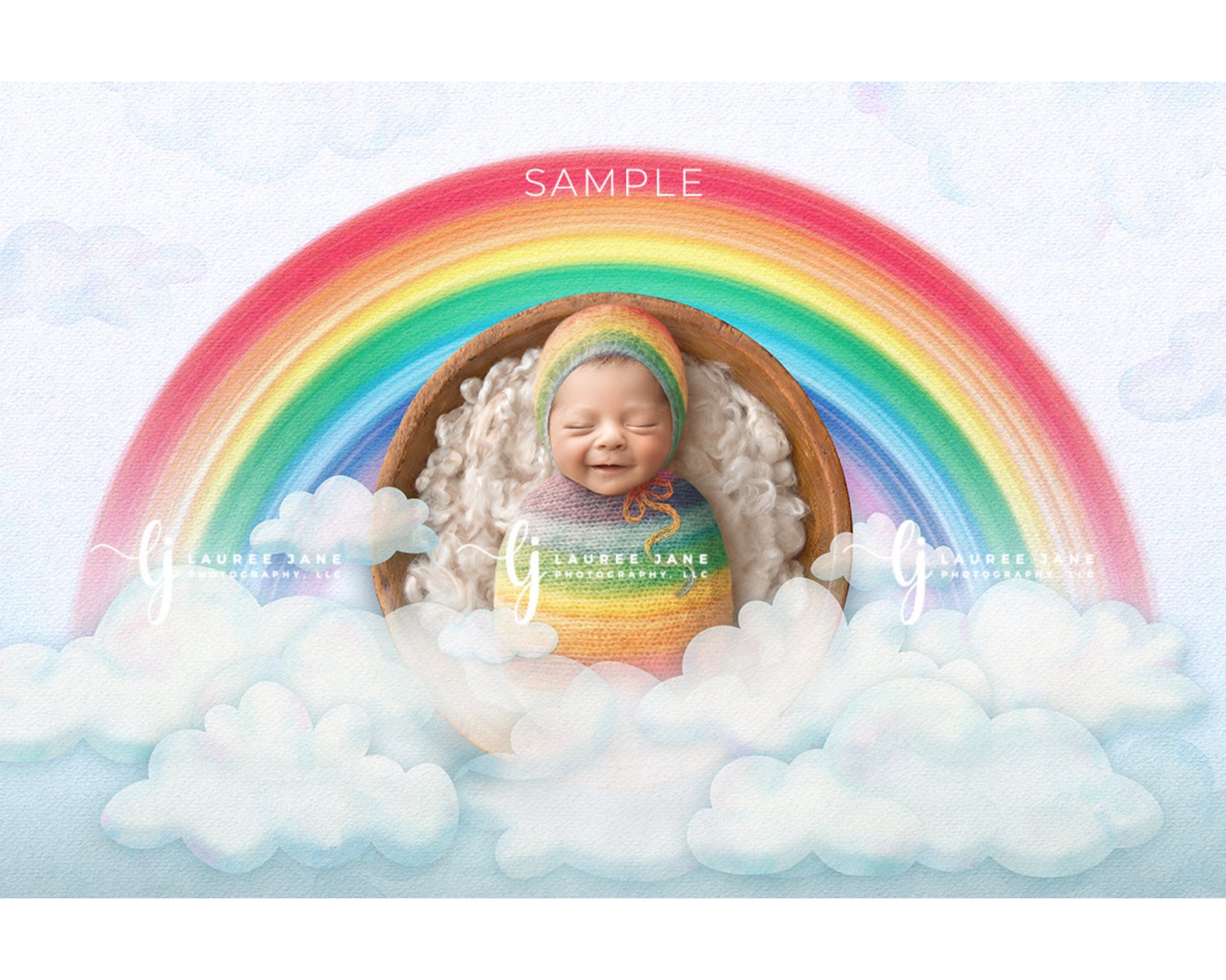 Rainbow Baby Newborn Digital Backdrop Background Heaven Cloud | Etsy