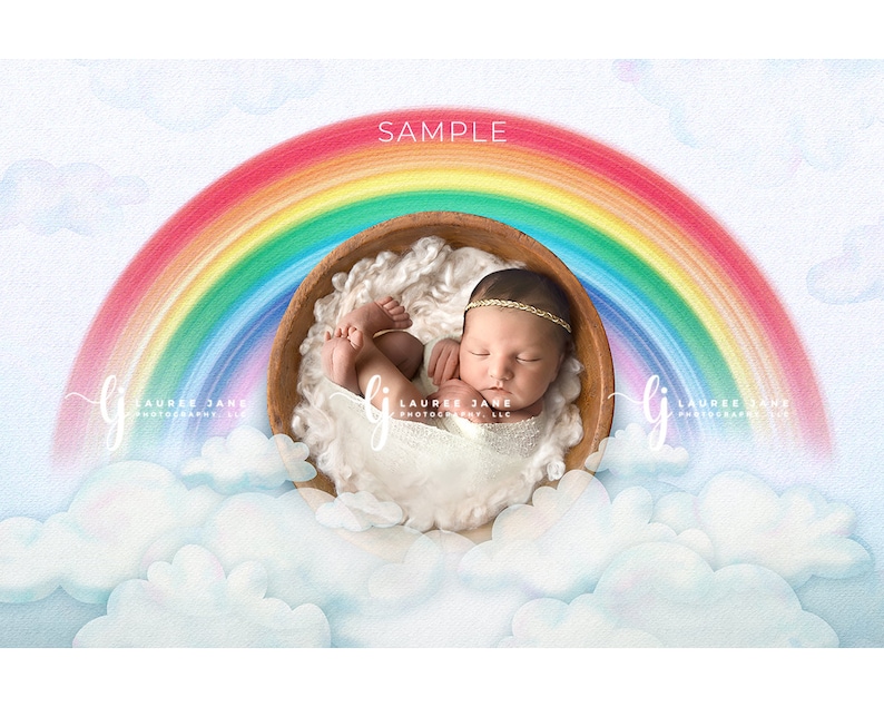 Rainbow Baby Newborn Digital Backdrop Background Heaven Angel Loss ...