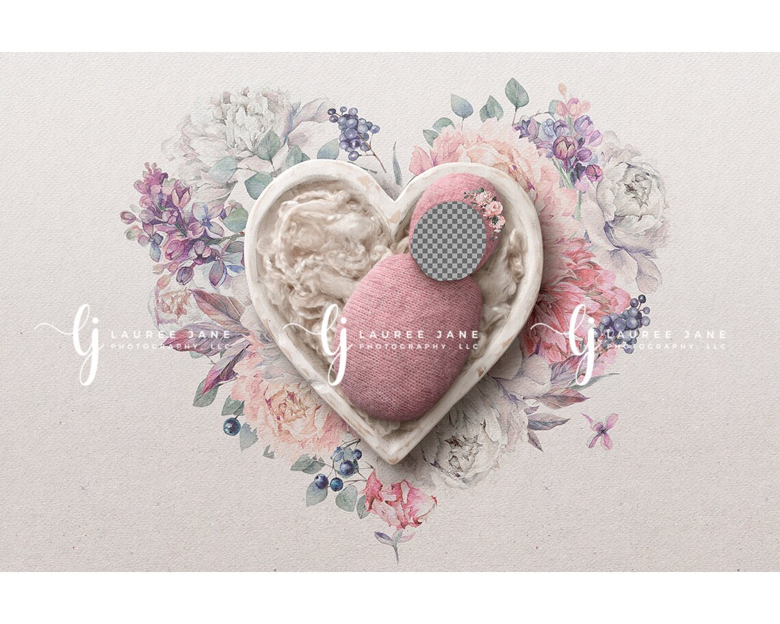 Newborn Digital Background Floral Flower Valentine Heart Bowl - Etsy