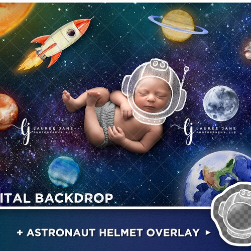 Newborn Digital Backdrop Background Space Astronaut Moon Stars - Etsy