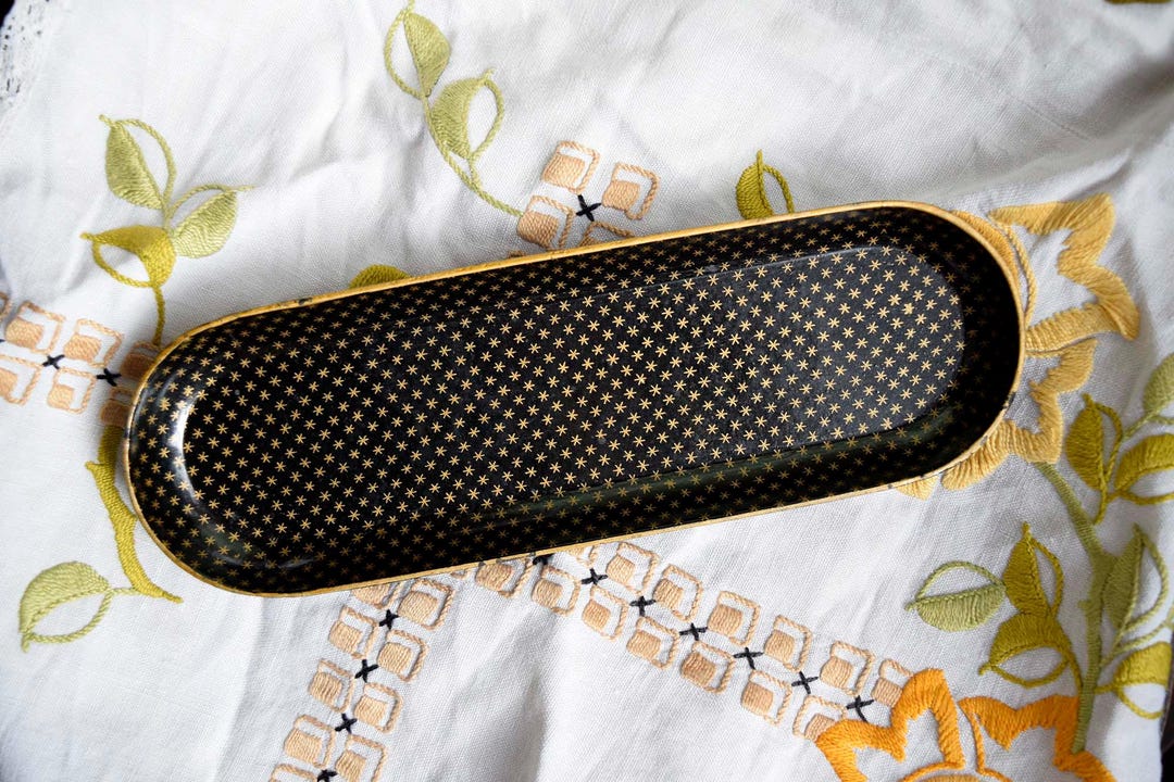 Antique Germany 3048 Boiled Cardboard or Papier Maché Black and Gold ...