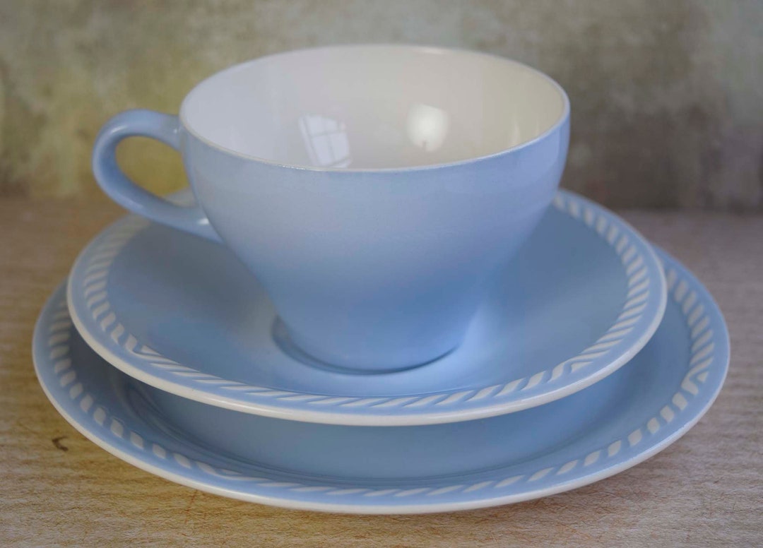 Mid-century Figgjo Flint Norway Tea Set – Sissel Pale Blue Cup, Saucer ...
