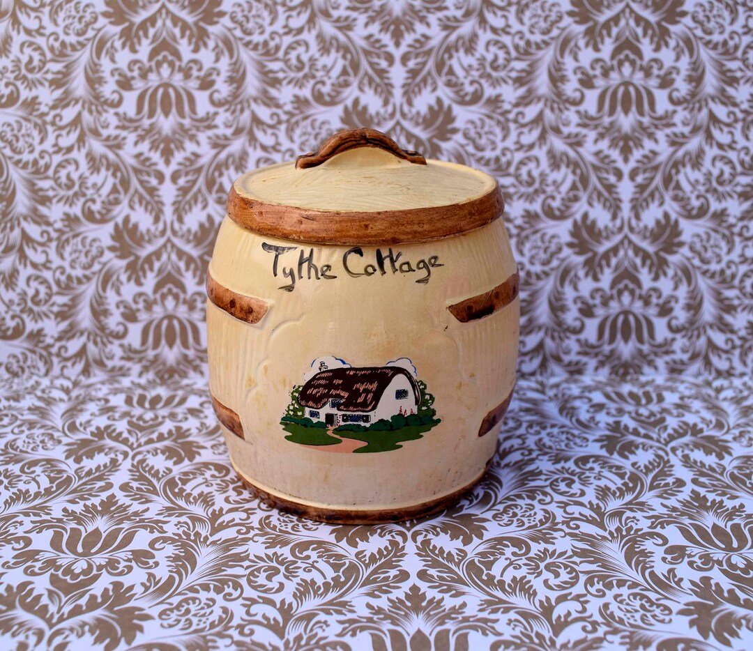 Vintage Ty the Cottage Motto Marutomo Ware Japan Barrel Shaped Preserve ...