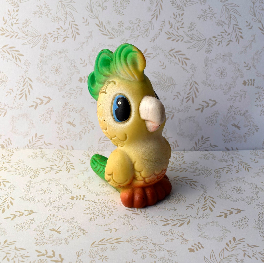 Vintage Soviet Era Small Rubber Squeaky Parrot Toy Figurine Made in ...