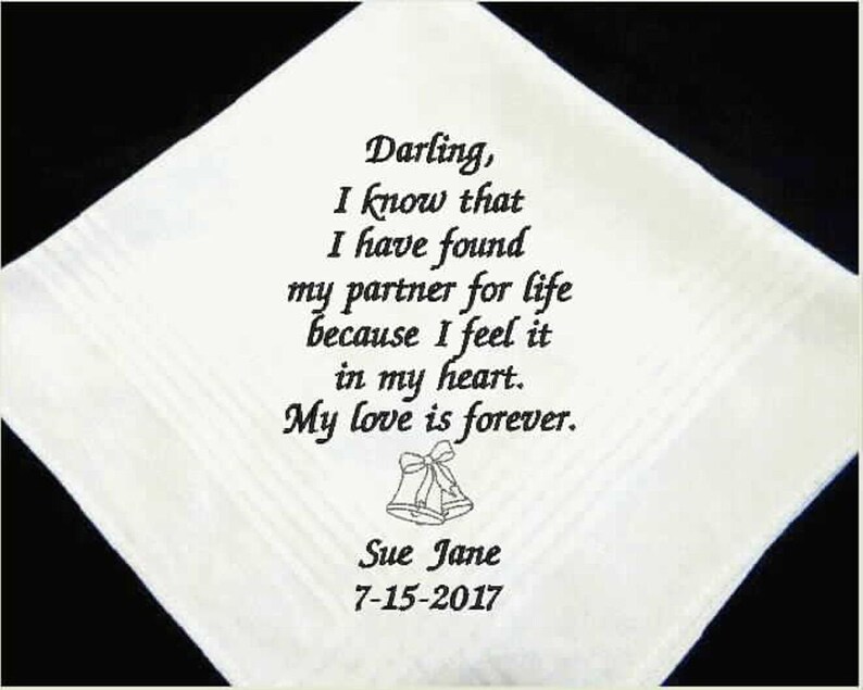 Wedding Handkerchief for Groom From Bride Embroidered Gift - Etsy