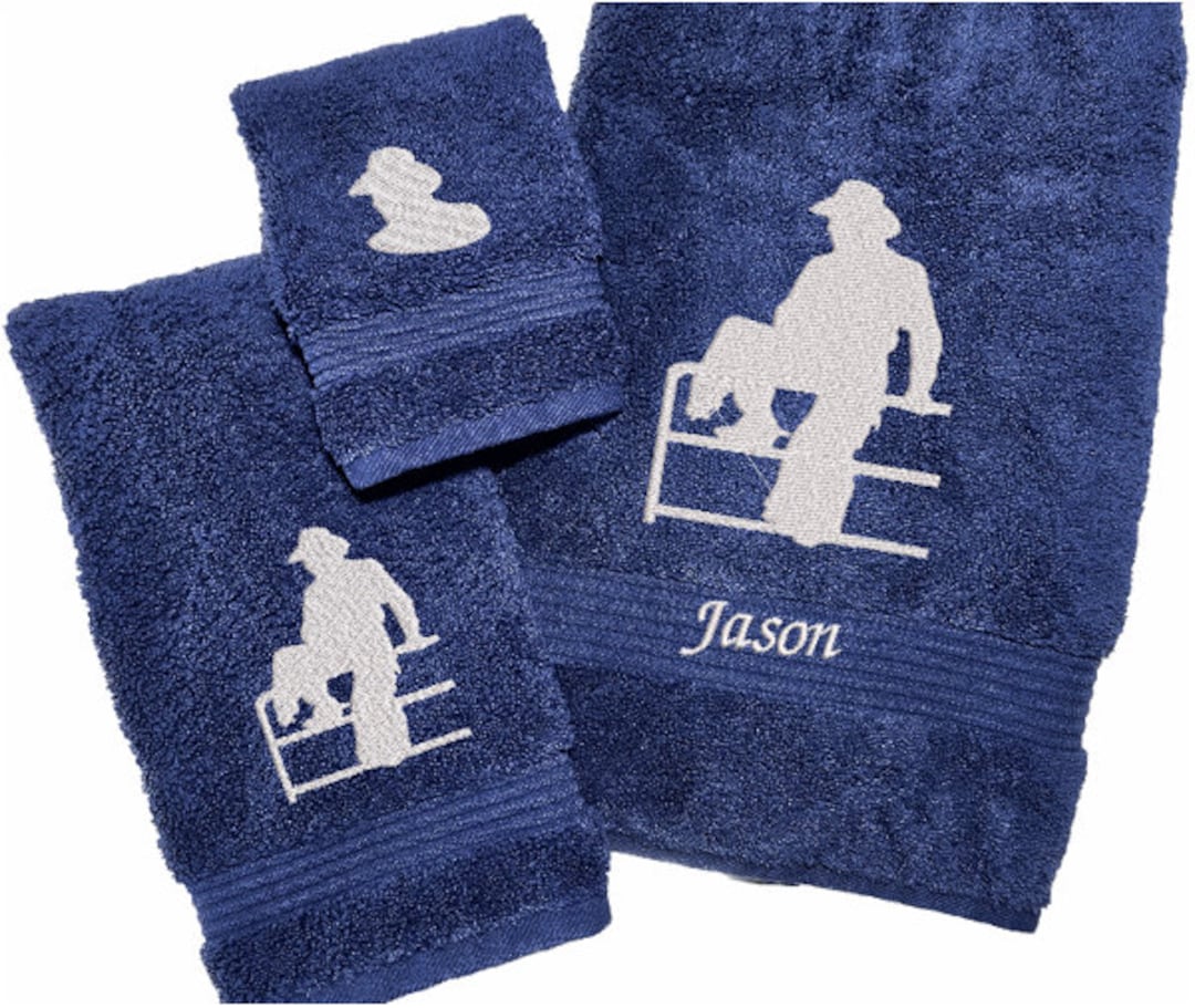 Western Cowboy Towel Set or Individual, Cowboy on Fence Western Theme ...