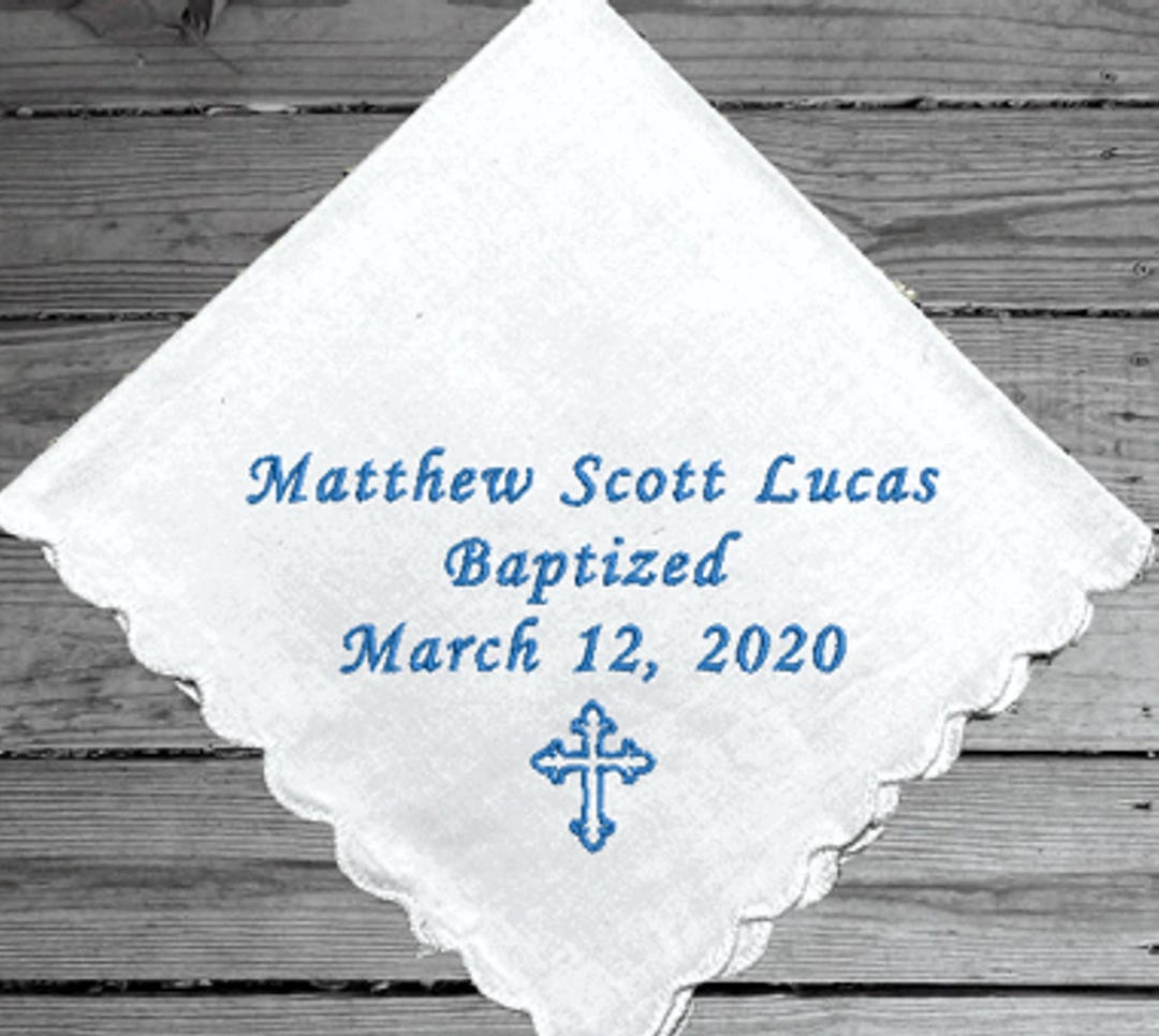 Baptism Christening Gift Embroidered Handkerchief Gift Baptismal ...