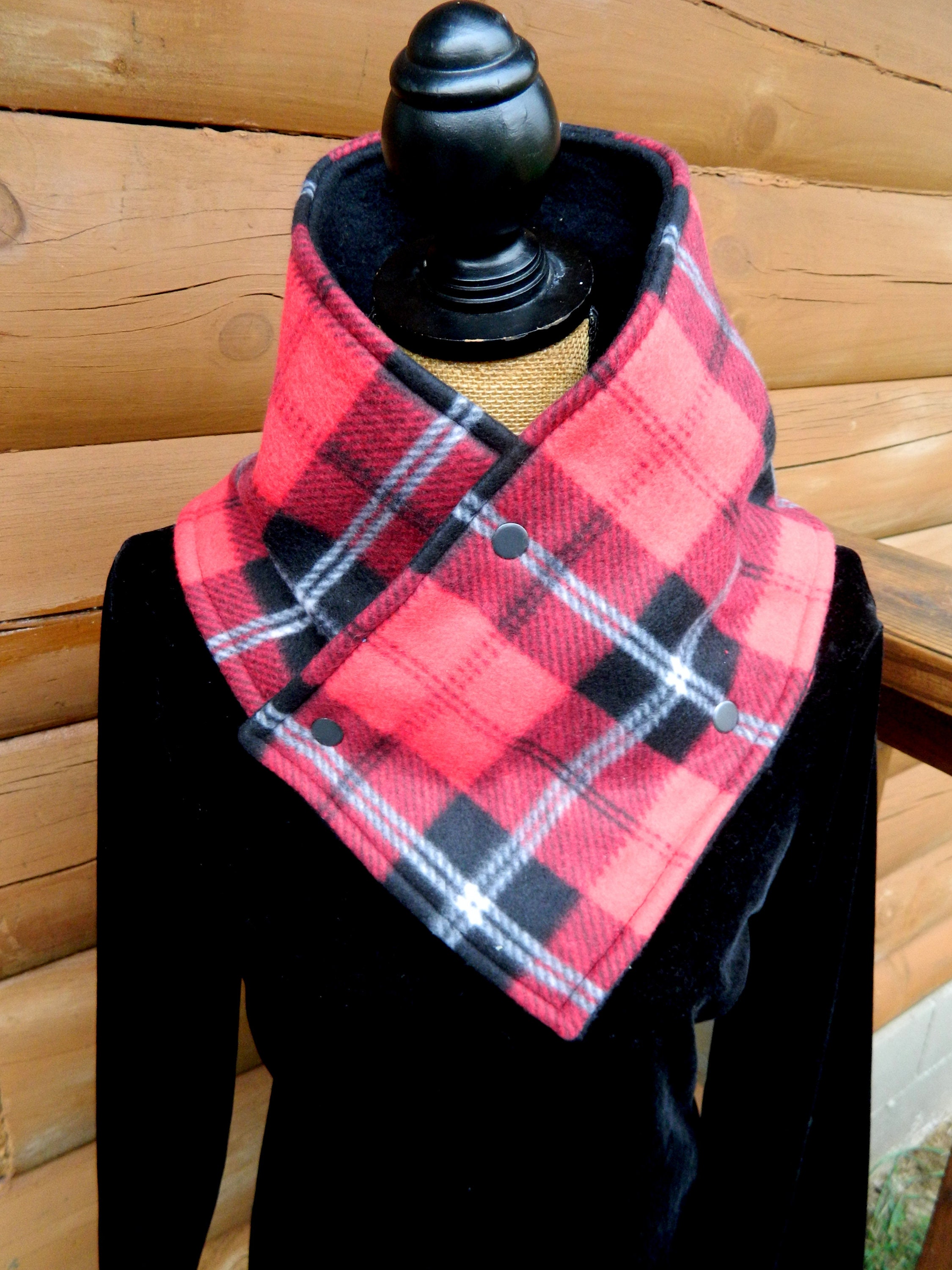 Buffalo Plaid Neck Wrap, Buffalo Plaid Cowl, Fleece Cowl, Western Cowl ...