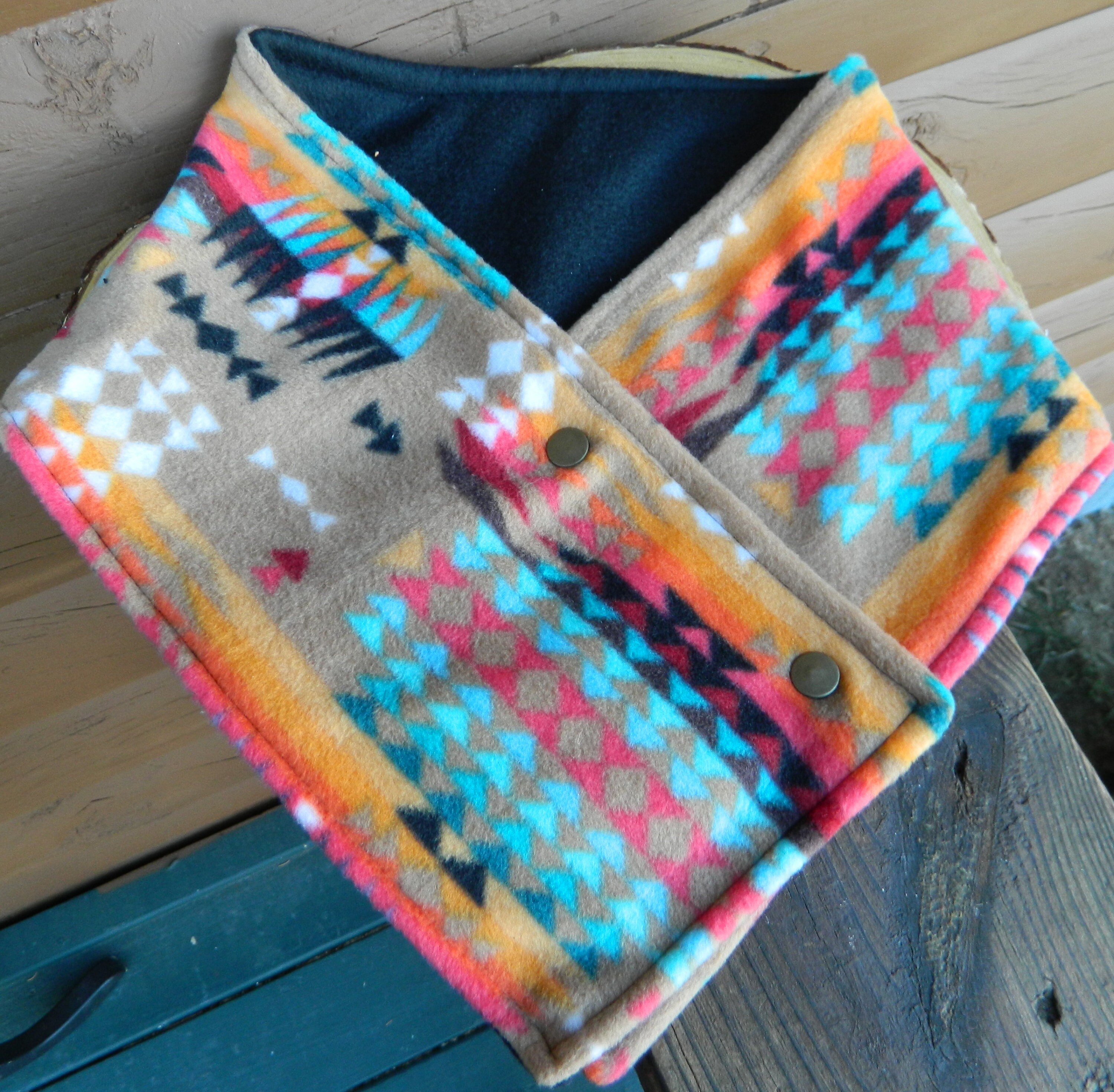Aztec Design Fleece Neck Wrap, Reindeer Cowl, Fleece Cowl, Western Cowl ...