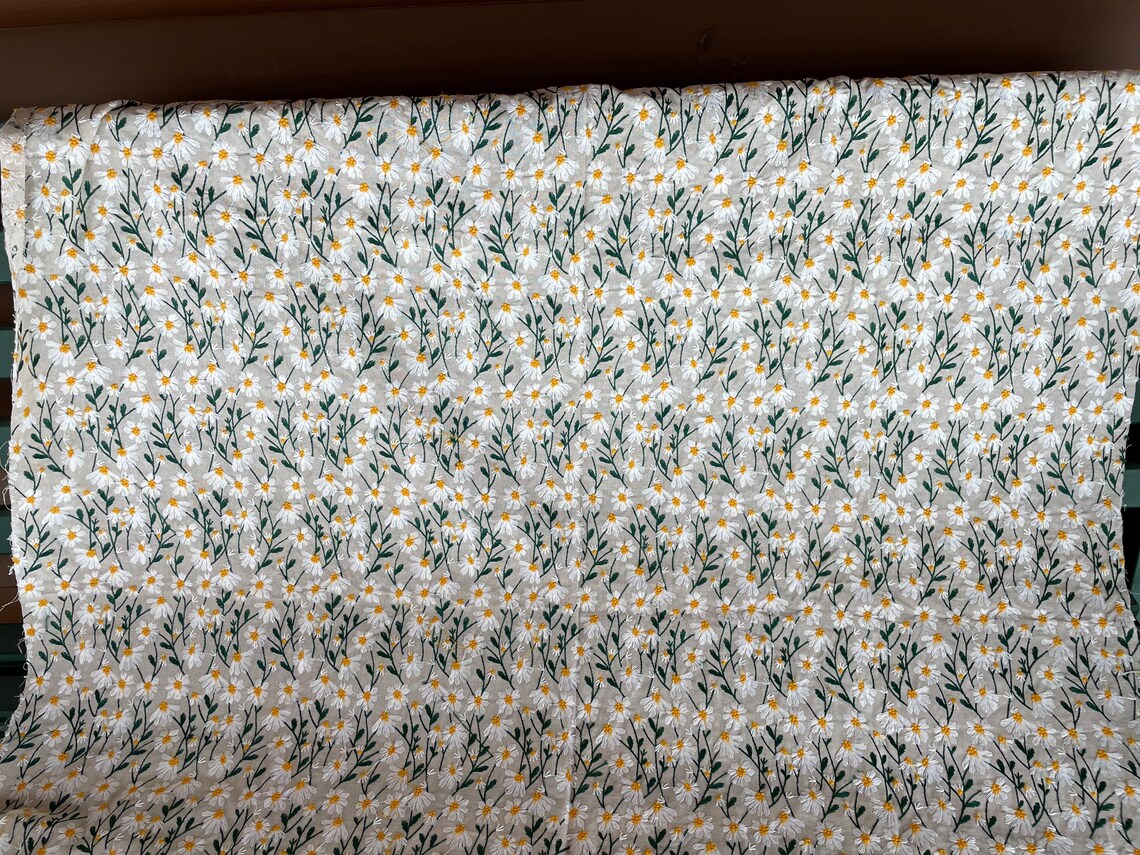 Embroidered Daisy Ramie Cotton Fabric, Floral Sewing Material, 47 ...