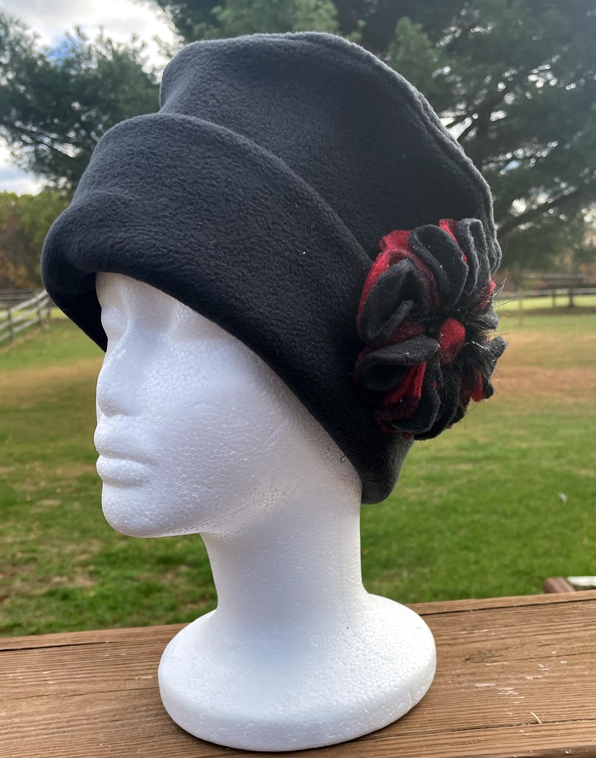 Fleece Toque Hat for Adults, Black Poly Fleece, Unisex Adult, Black ...