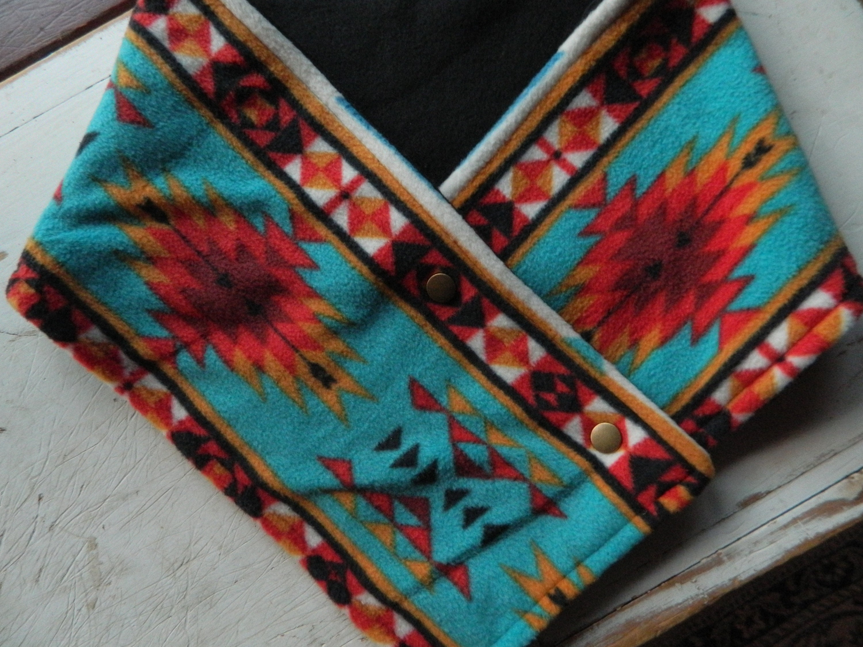 Aztec Design Fleece Neck Wrap, Reindeer Cowl, Fleece Cowl, Western Cowl ...