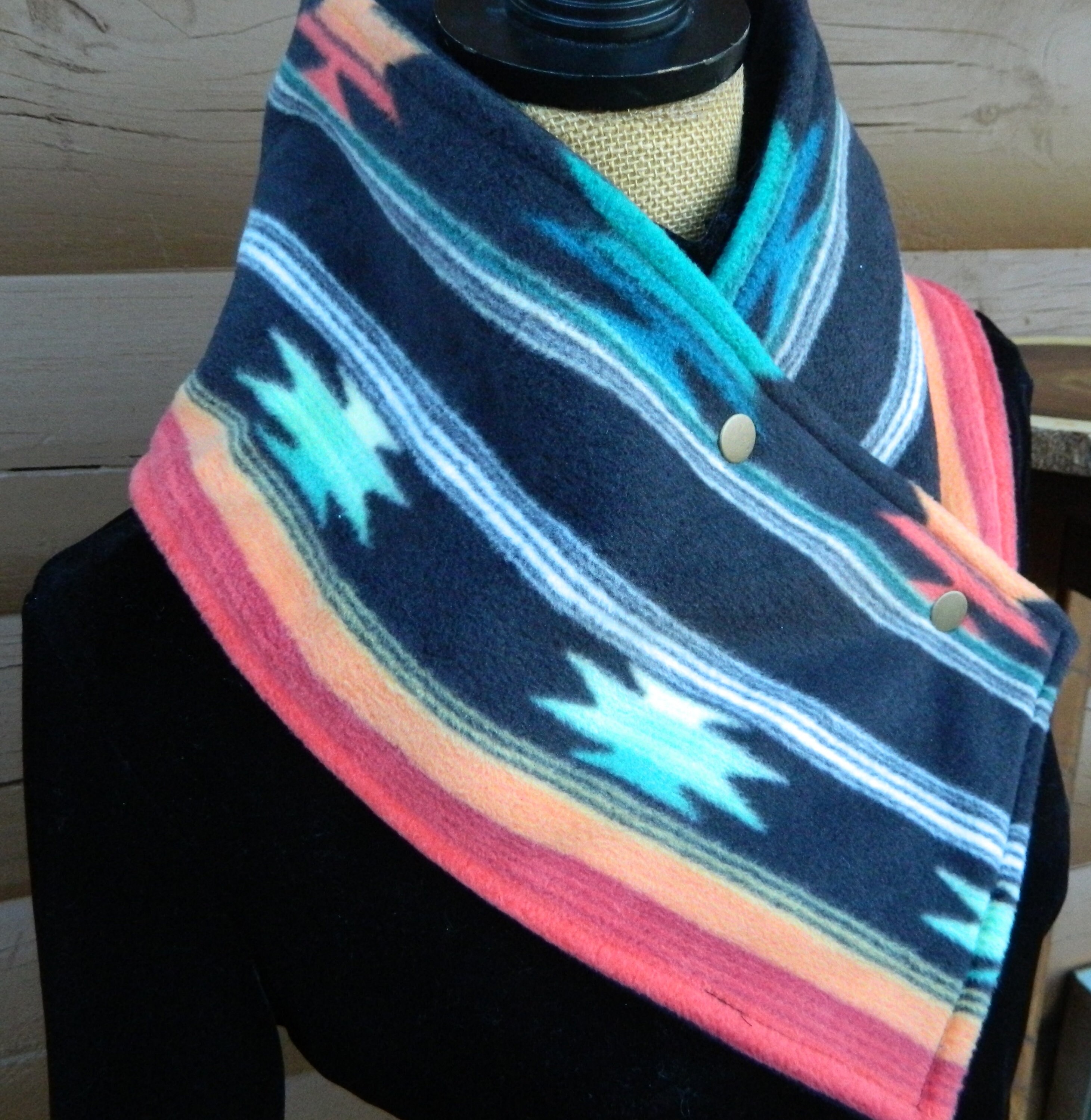 Aztec Design Fleece Neck Wrap, Reindeer Cowl, Fleece Cowl, Western Cowl ...