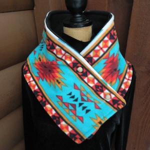 Aztec Design Fleece Neck Wrap, Reindeer Cowl, Fleece Cowl, Western Cowl ...
