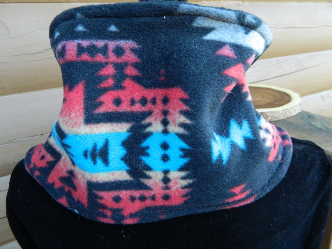 Aztec Design Fleece Neck Wrap, Reindeer Cowl, Fleece Cowl, Western Cowl ...