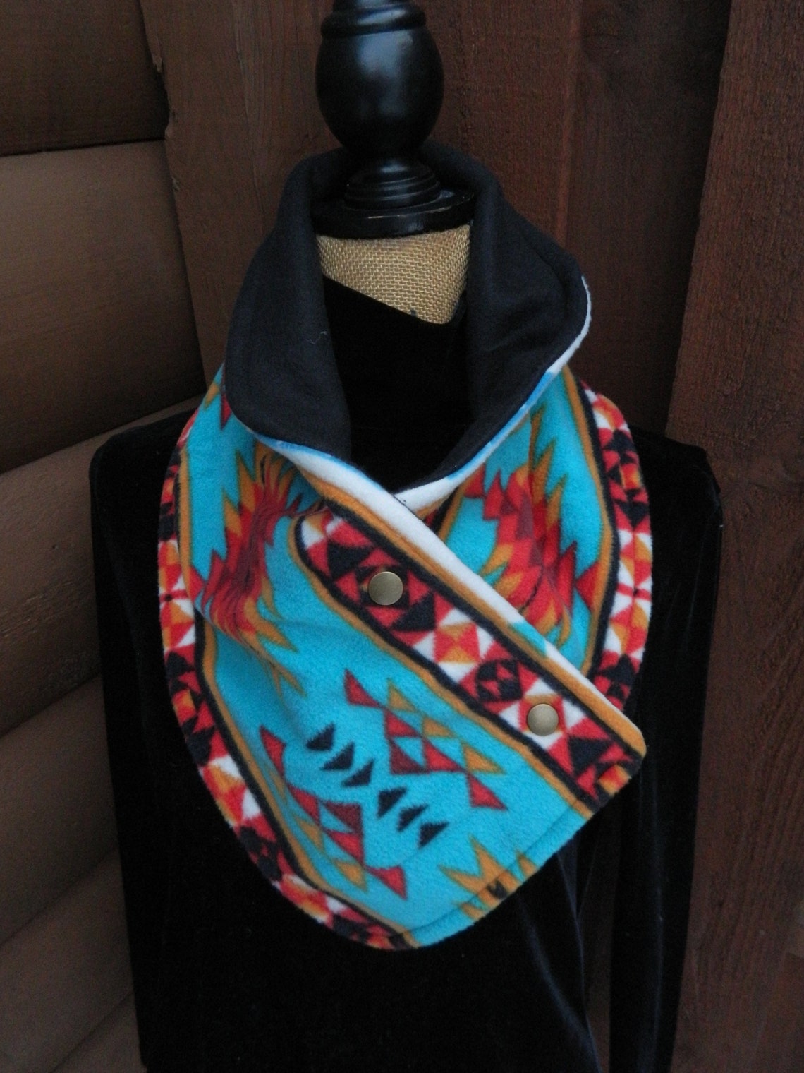 Aztec Design Fleece Neck Wrap, Reindeer Cowl, Fleece Cowl, Western Cowl ...