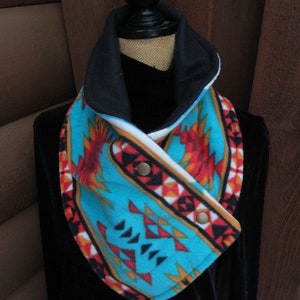 Aztec Design Fleece Neck Wrap, Reindeer Cowl, Fleece Cowl, Western Cowl ...