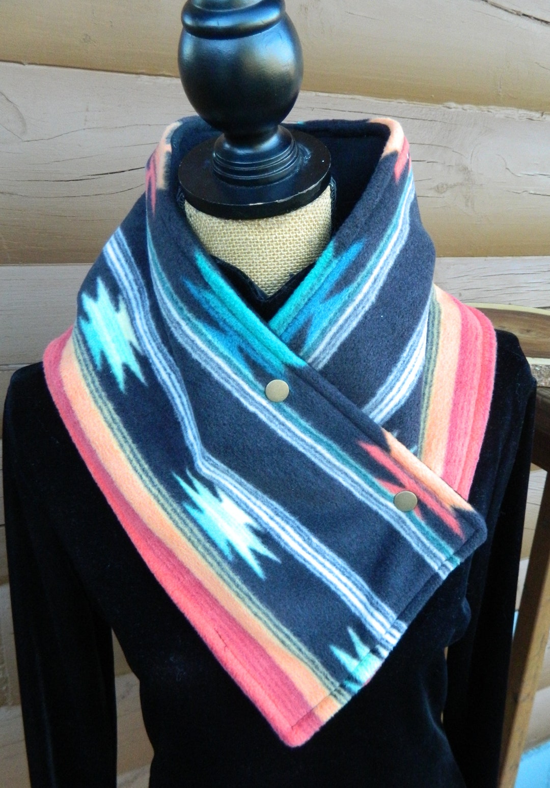 Aztec Design Fleece Neck Wrap, Reindeer Cowl, Fleece Cowl, Western Cowl ...