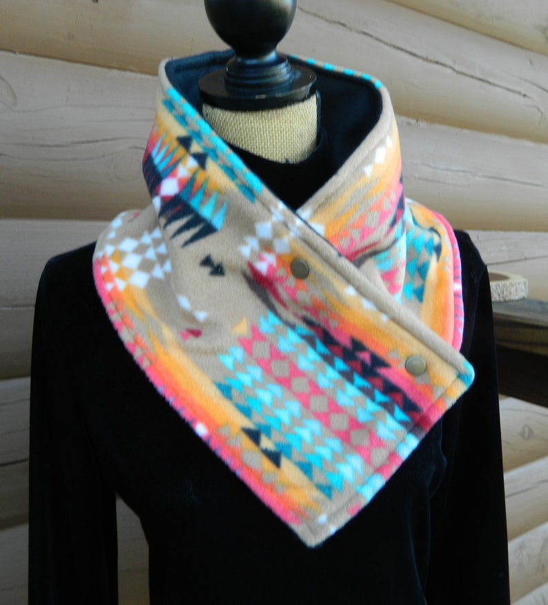 Aztec Design Fleece Neck Wrap, Reindeer Cowl, Fleece Cowl, Western Cowl ...