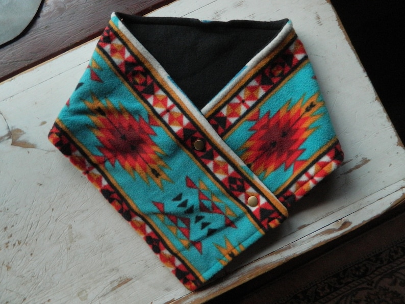 Aztec Design Fleece Neck Wrap, Reindeer Cowl, Fleece Cowl, Western Cowl ...