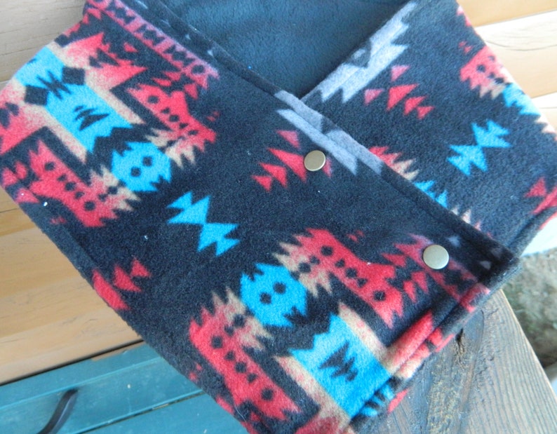 Aztec Design Fleece Neck Wrap, Reindeer Cowl, Fleece Cowl, Western Cowl ...