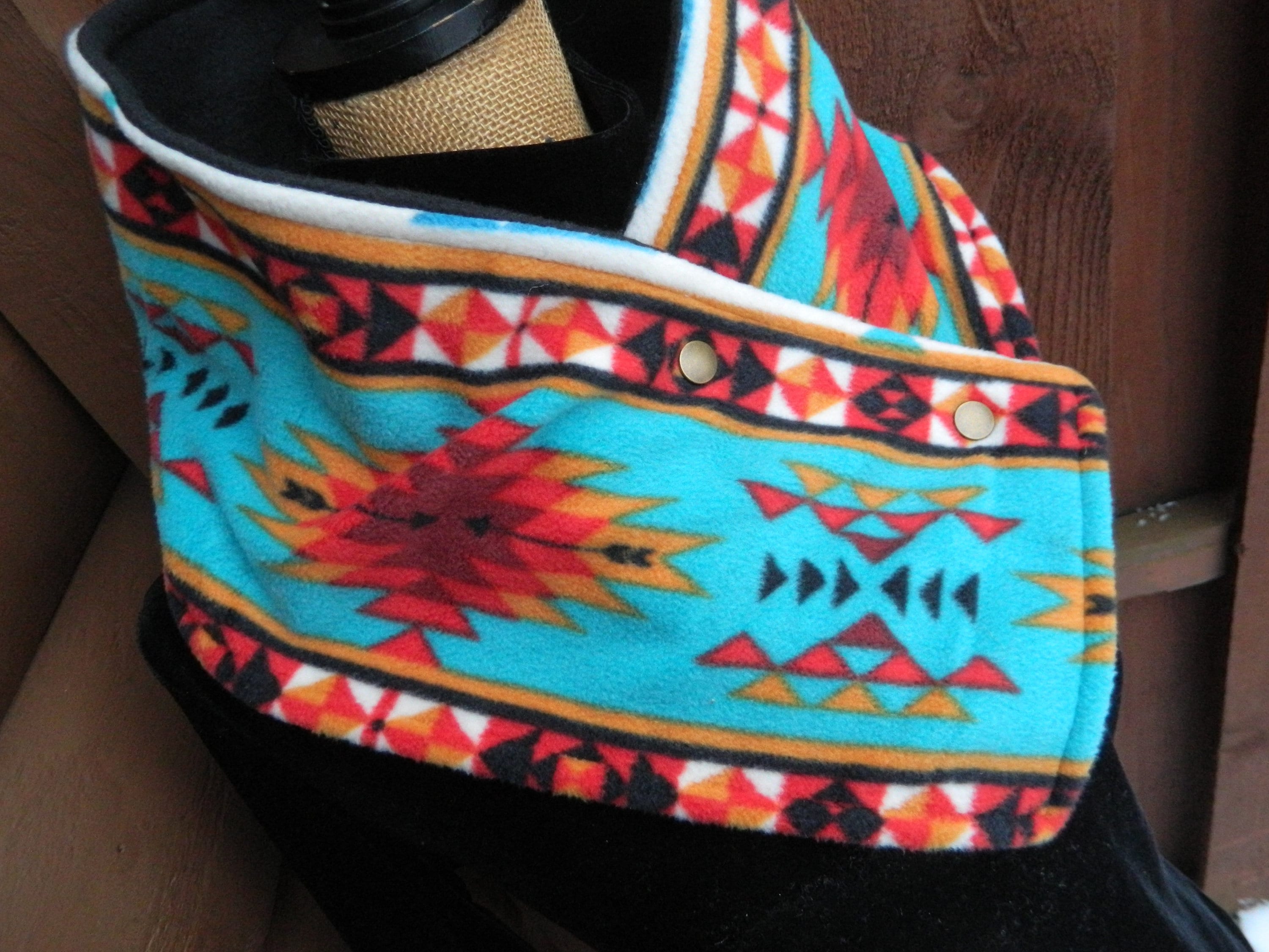 Aztec Design Fleece Neck Wrap, Reindeer Cowl, Fleece Cowl, Western Cowl ...