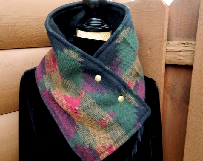 Aztec Fleece Neck Cowl: Western Style Wool Blend Wrap - Etsy