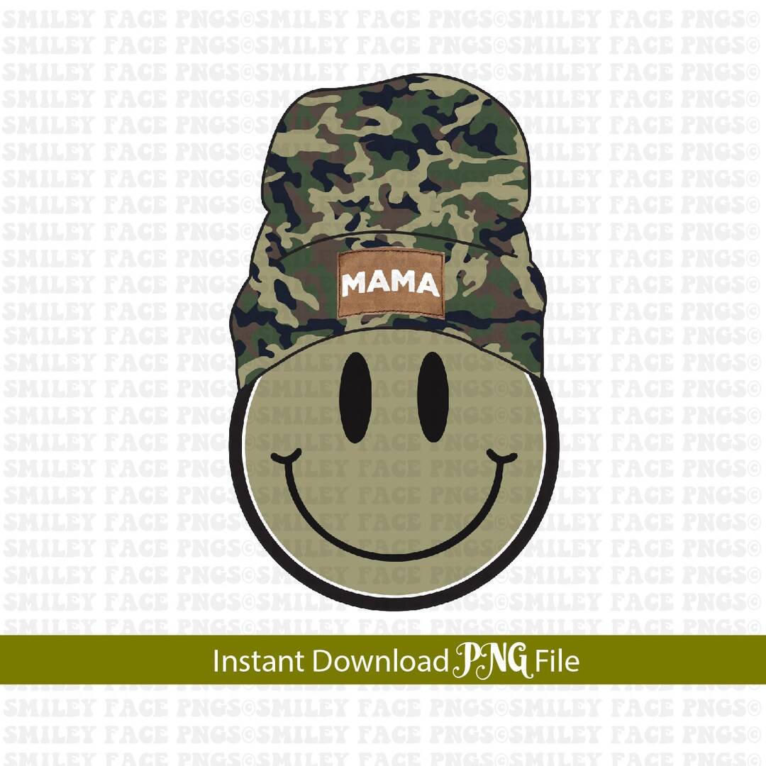 Smiley Face With Camo Beanie Png, Beanie Smile Png, Mama Camo Beanie ...