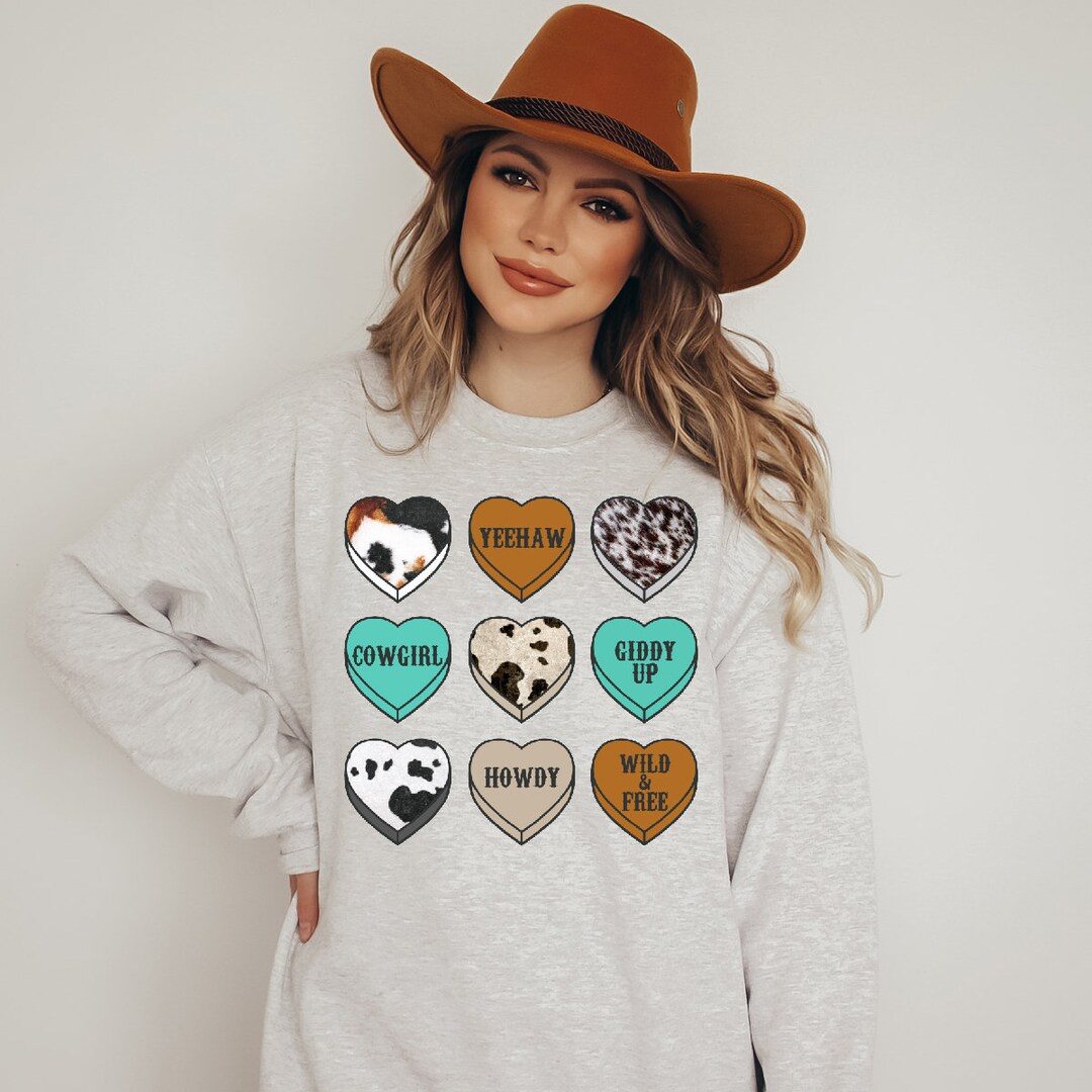 Preppy Western Conversation Heart Png Design, Cow Print Png, Western ...